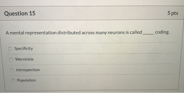 Solved Question 15 5 pts A mental representation distributed | Chegg.com