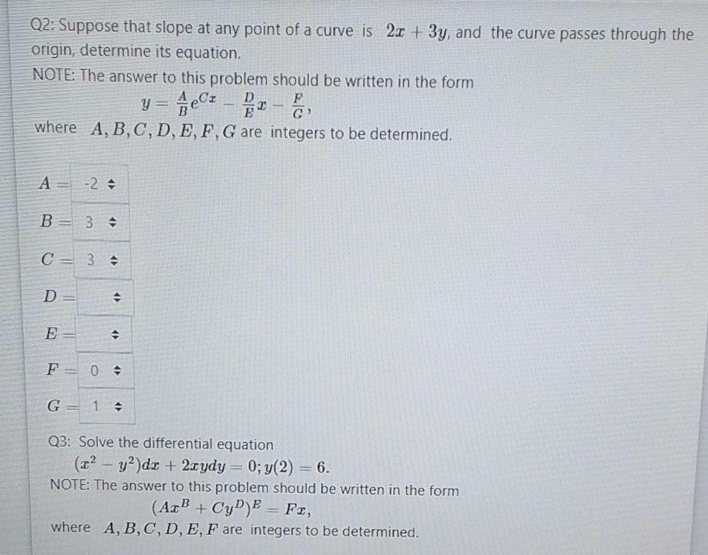 Solved Q2: Suppose that slope at any point of a curve is | Chegg.com