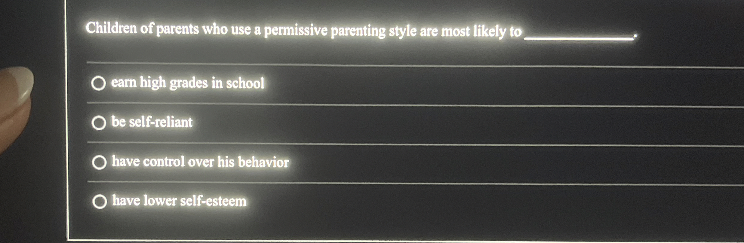 Solved Children of parents who use a permissive parenting | Chegg.com