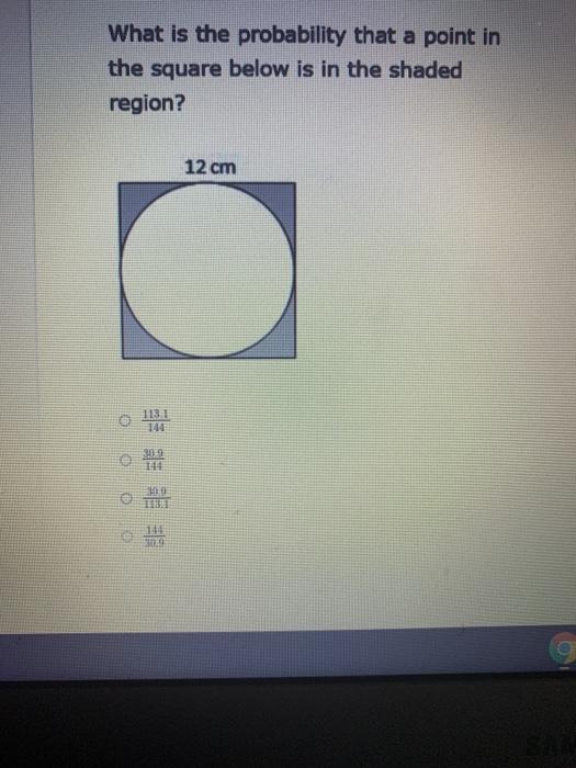 Solved What is the probability that a point in the square | Chegg.com
