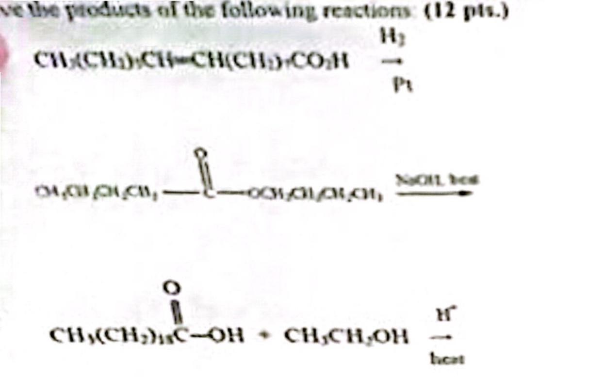 Solved Write the products of the following reactions: .) | Chegg.com