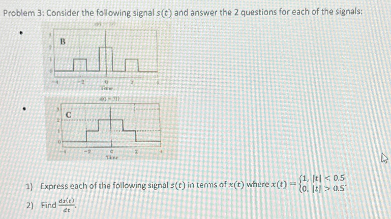 Solved Problem 3: Consider the following signal s(t) and | Chegg.com Solved Problem 3: Consider the following signal s(t) and | Chegg.com