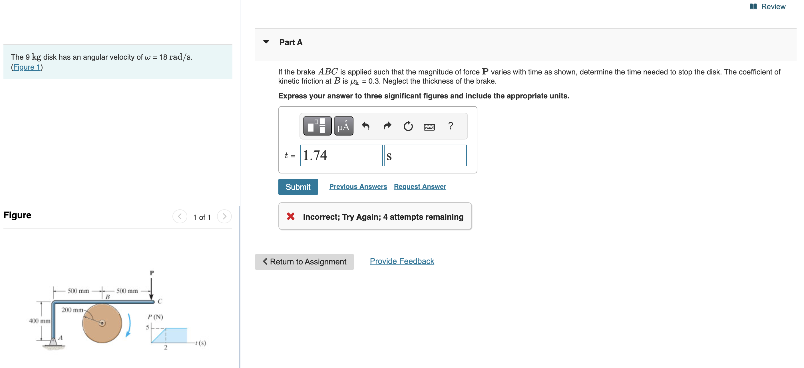 Solved Part AThe 9 kg ﻿disk has an ﻿angular velocity | Chegg.com