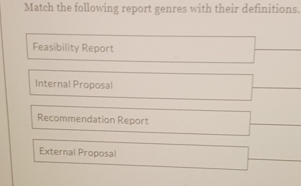 Solved Match the following report genres with their | Chegg.com