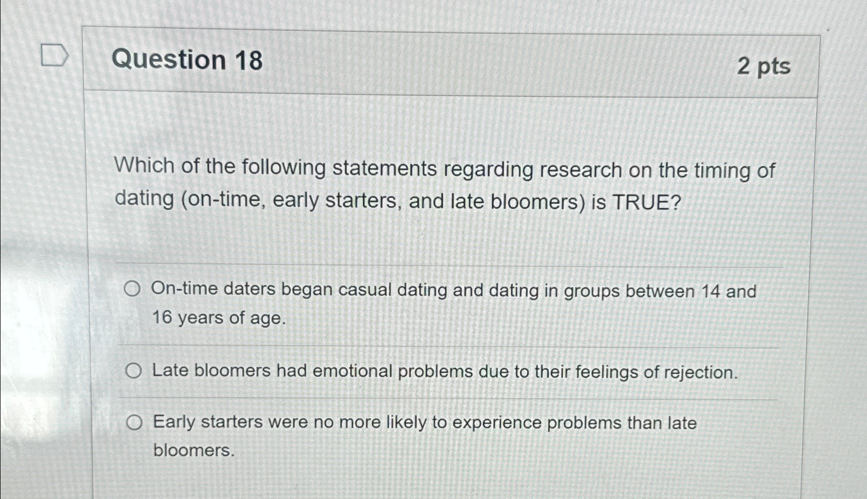 Solved Question 182ptsWhich of the following statements | Chegg.com
