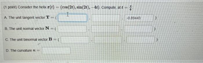 Solved (1 point) Consider the helix | Chegg.com