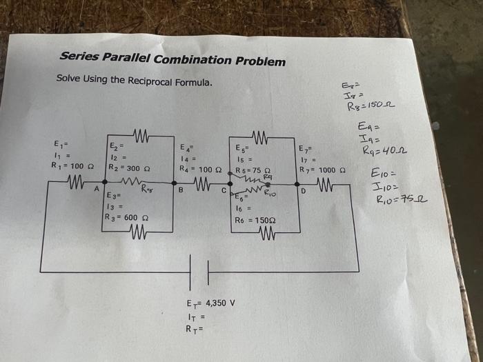Solved Series Parallel Combination Problem Solve Using the | Chegg.com