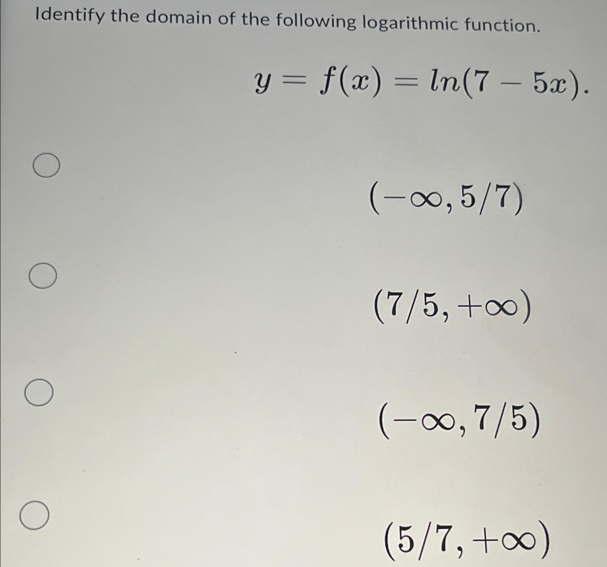 Solved Identify the domain of the following logarithmic | Chegg.com