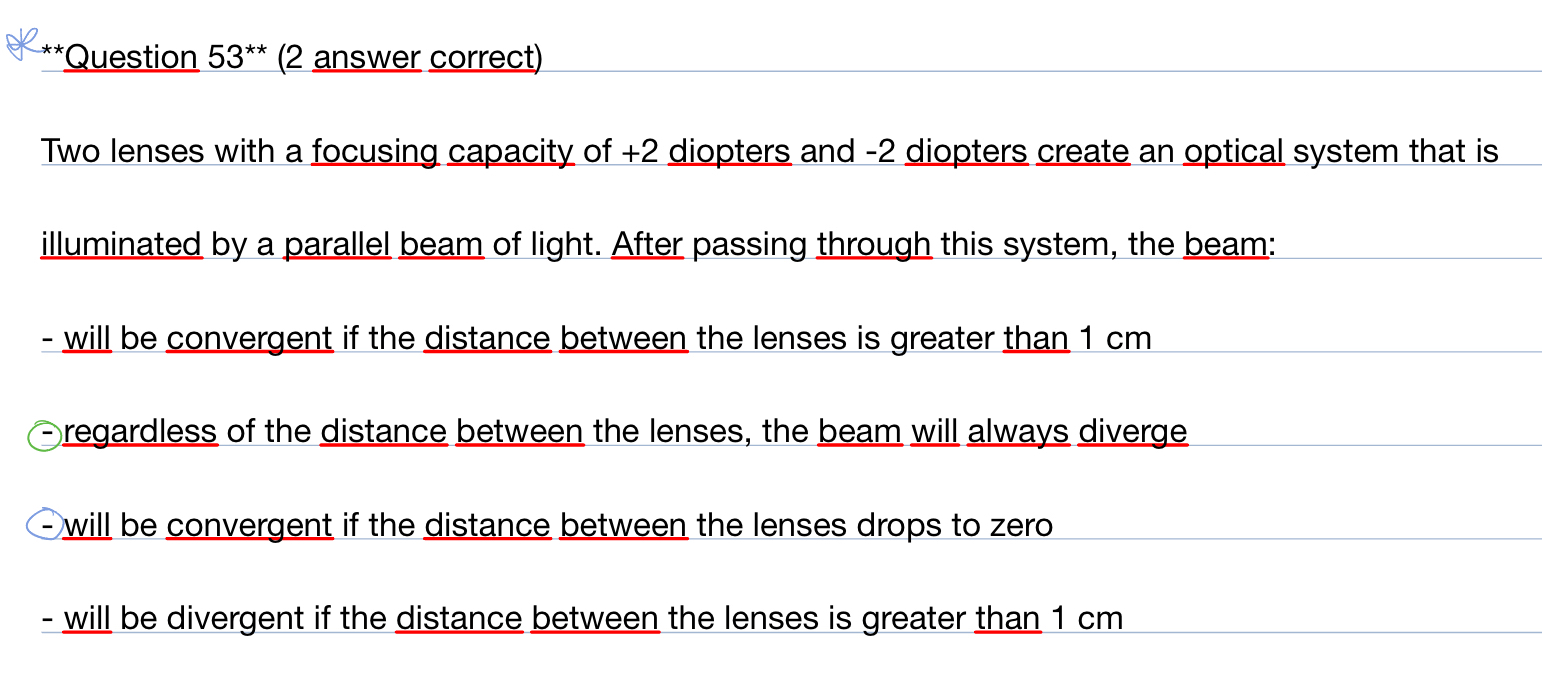 Solved ?**** ﻿Question 53**** (2 ﻿answer correct)Two lenses | Chegg.com