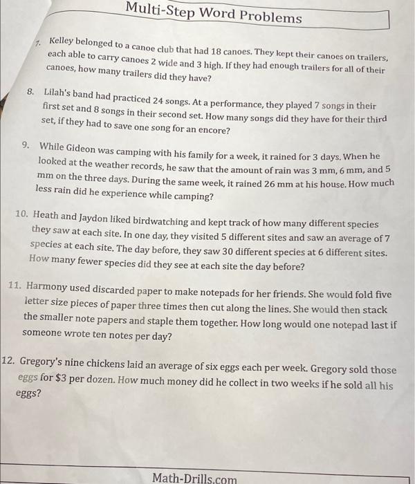 Solved Multi-Step Word Problems 1. Sandra read 5 books, | Chegg.com