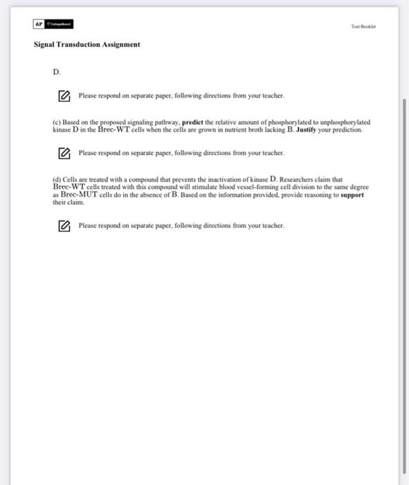 Solved Signal Transduction Assignment 2. Read each question | Chegg.com