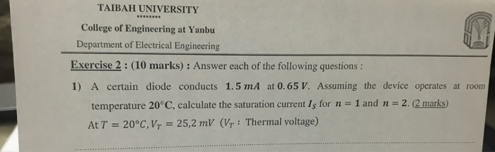 Solved TAIBAH UNIVERSITY College of Engineering at Yanbu | Chegg.com