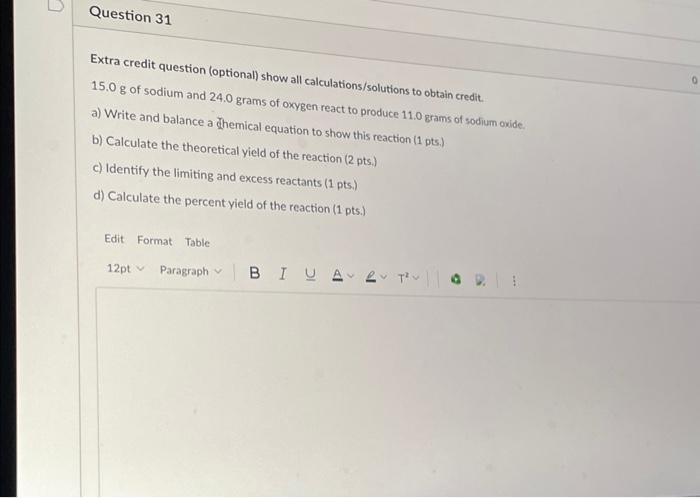 Solved Extra credit question (optional) show all | Chegg.com