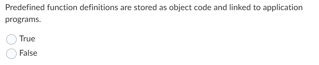 Solved Predefined function definitions are stored as object | Chegg.com
