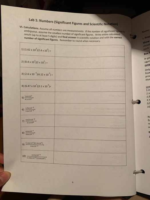 Solved Lab 1: Numbers (Significant Figures and Scientific | Chegg.com