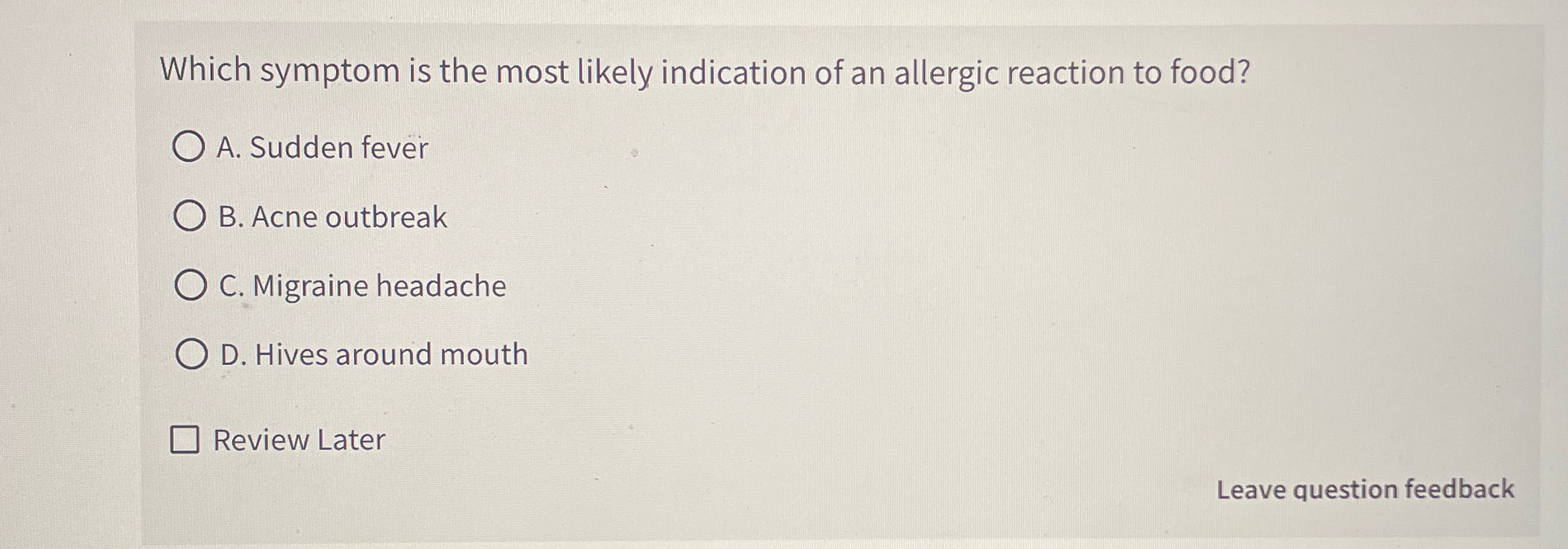 Solved Which symptom is the most likely indication of an | Chegg.com