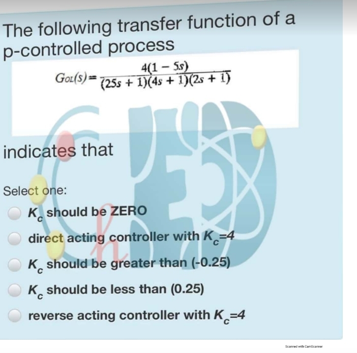 Solved The following transfer function of a p-controlled | Chegg.com
