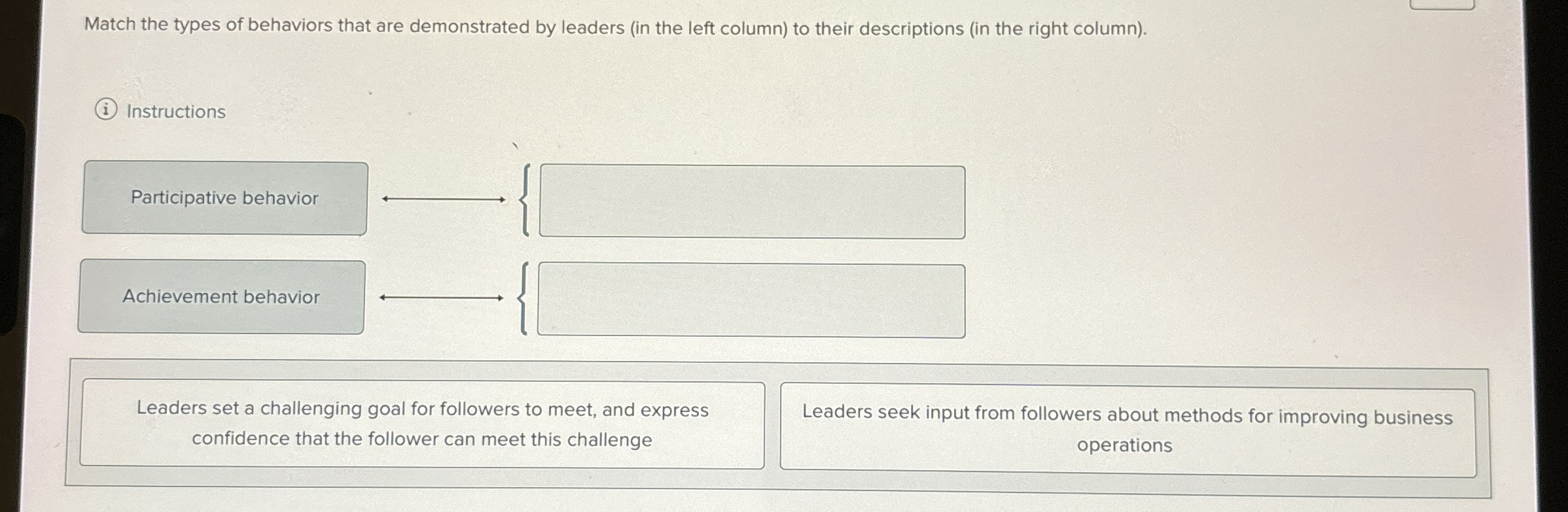 Solved Match the types of behaviors that are demonstrated by | Chegg.com