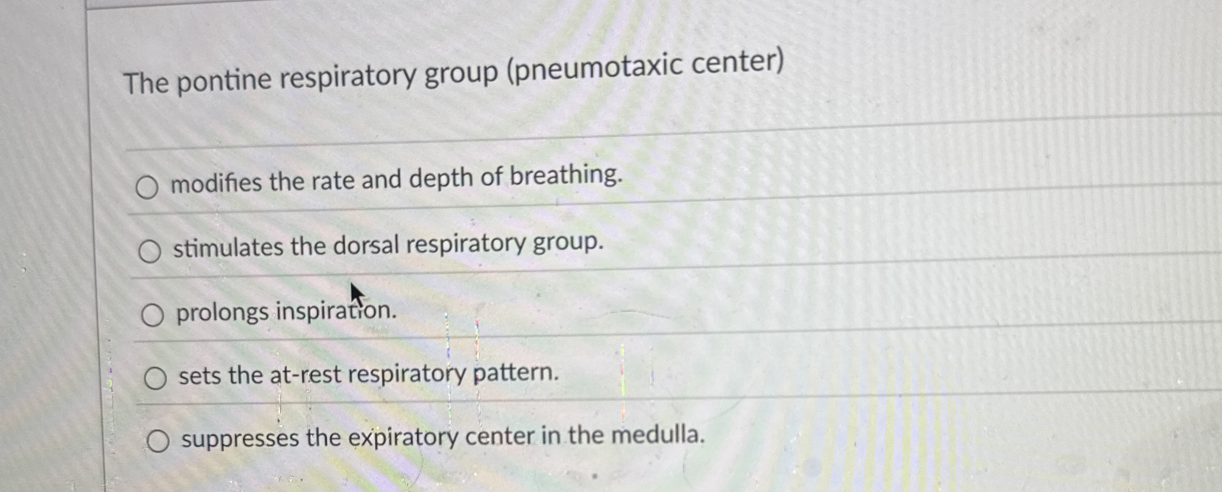 Solved The pontine respiratory group (pneumotaxic | Chegg.com