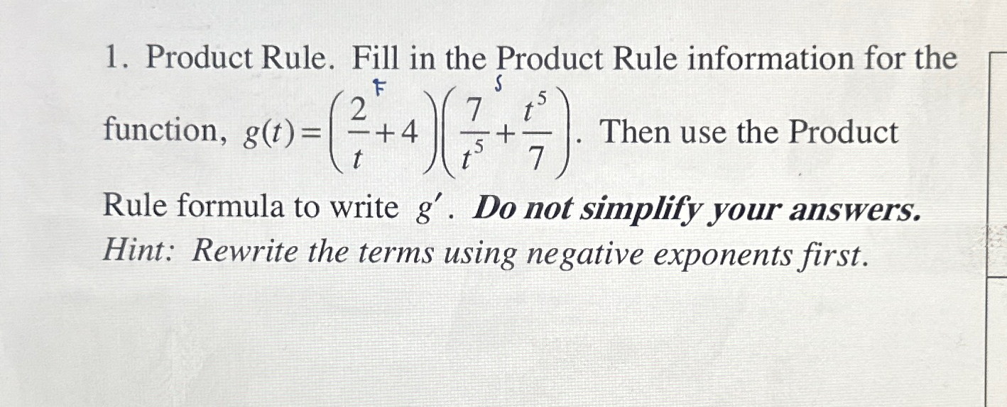 Solved Product Rule. Fill in the Product Rule information | Chegg.com