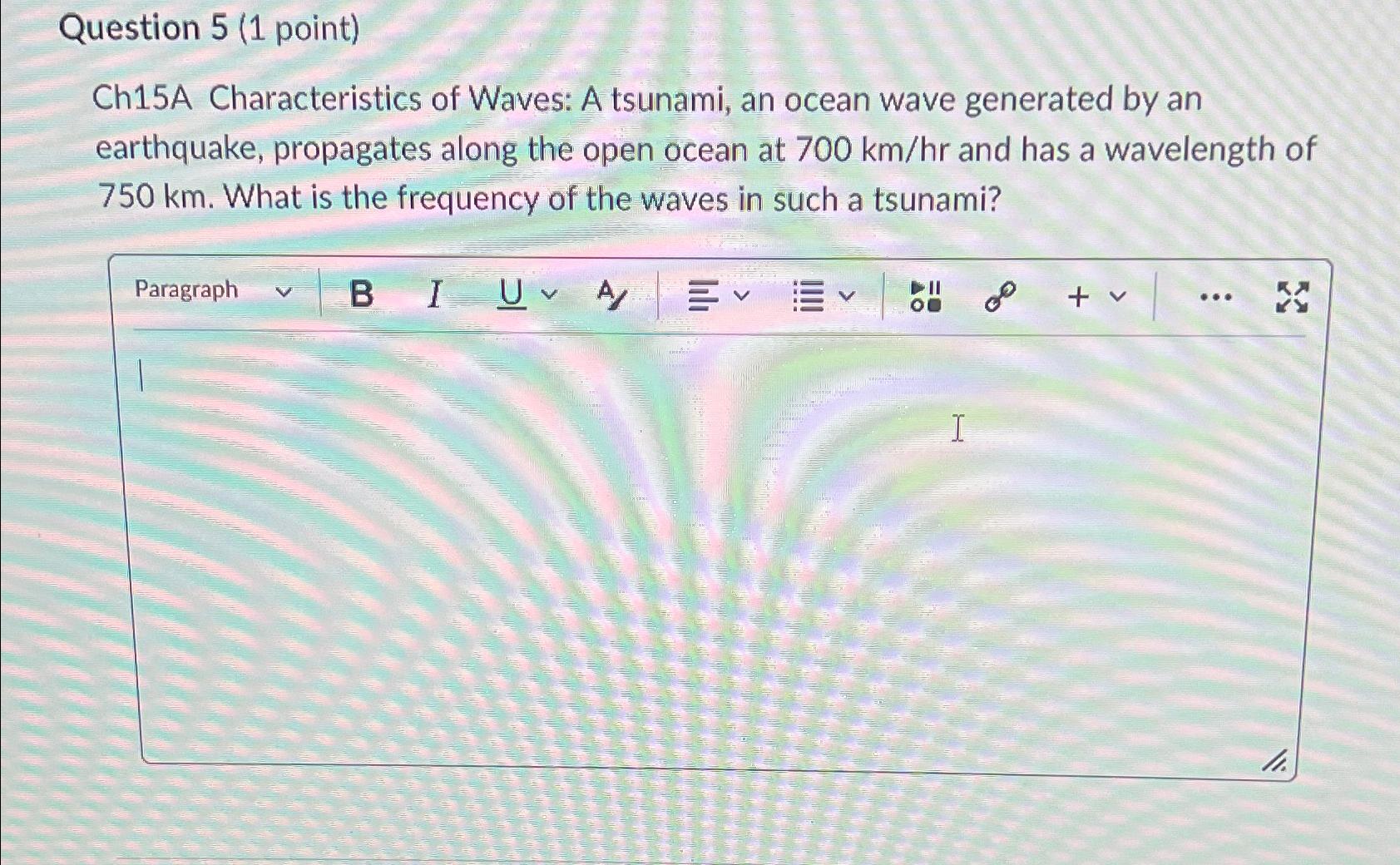 Solved Question 5 (1 ﻿point)Ch15A Characteristics of Waves: | Chegg.com