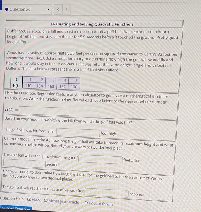 Solved Evaluating and Solving Quadratic Functions Duffer | Chegg.com