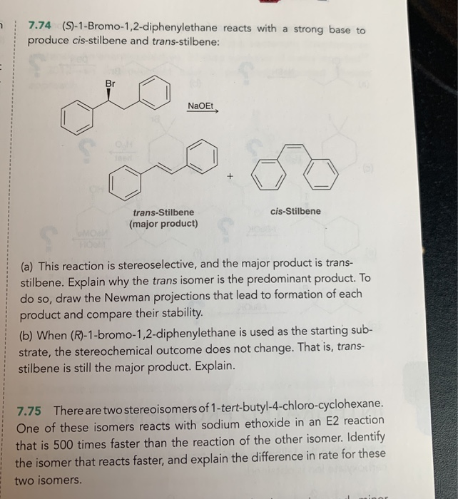 Solved 7.74 (9)-1-Bromo-1,2-diphenylethane reacts with a | Chegg.com