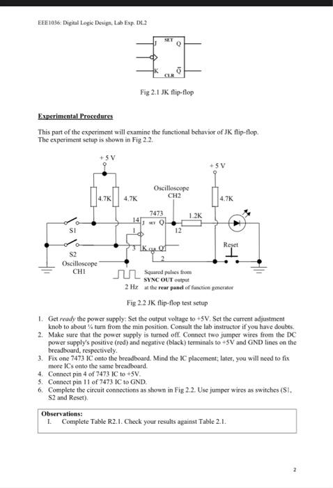 EEE1036: Digital Logic Design, Lab Fxp. DA.2 Fig 2.1 | Chegg.com