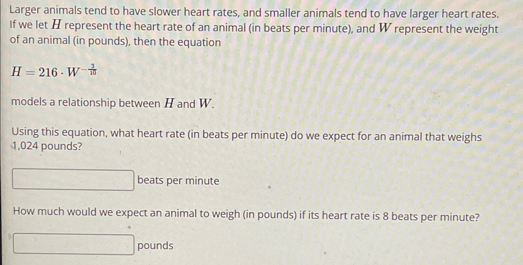 Solved Larger animals tend to have slower heart rates, and | Chegg.com Solved Larger animals tend to have slower heart rates, and | Chegg.com