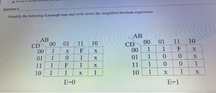 Solved Question 4 Simplify the following Karnaugh map and | Chegg.com