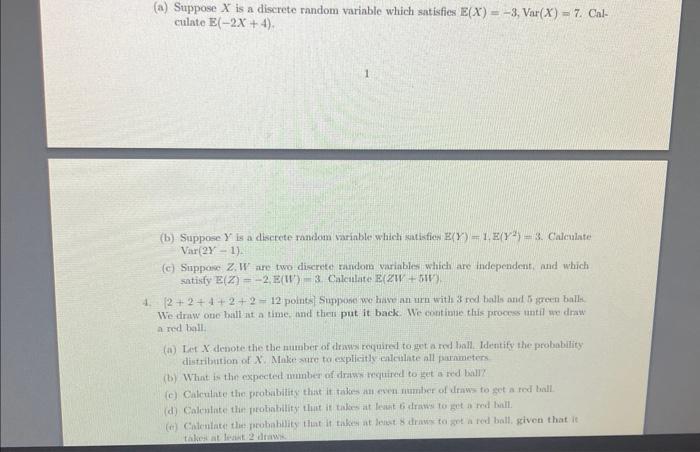 Solved (a) Suppose X is a discrete random variable which | Chegg.com