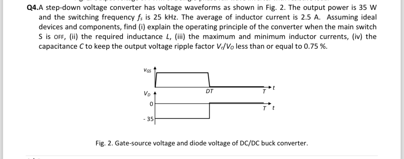 Solved Q4.A step-down voltage converter has voltage | Chegg.com