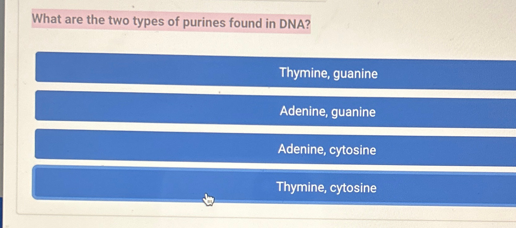 Solved What are the two types of purines found in | Chegg.com