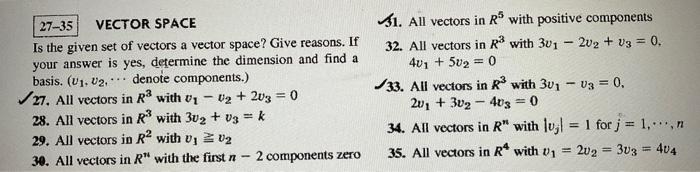 27-35 VECTOR SPACE Is the given set of vectors a | Chegg.com