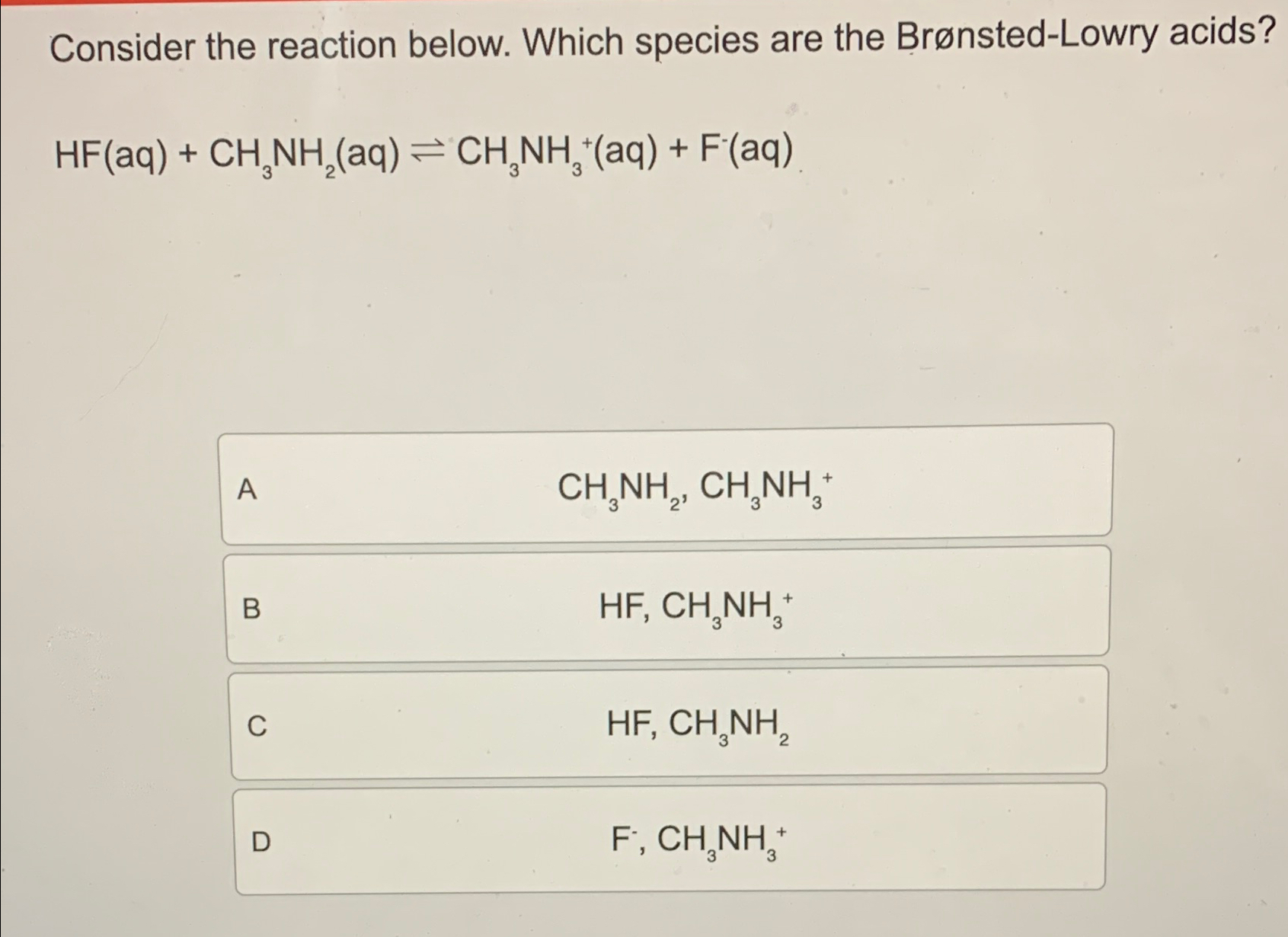 Solved Consider the reaction below. Which species are the | Chegg.com