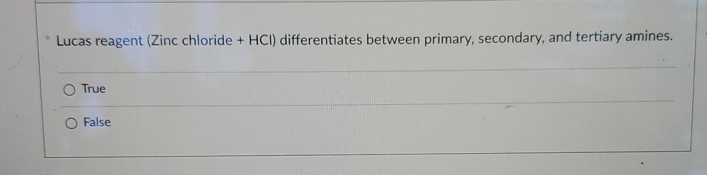 Solved Lucas reagent (Zinc chloride + HCl) differentiates | Chegg.com