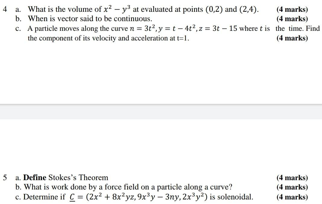 Solved 4 a. What is the volume of x2−y3 at evaluated at | Chegg.com
