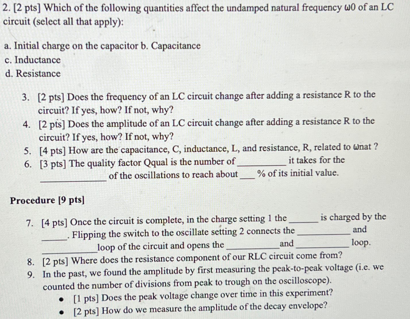 Solved [2 ﻿pts] ﻿Which of the following quantities affect | Chegg.com