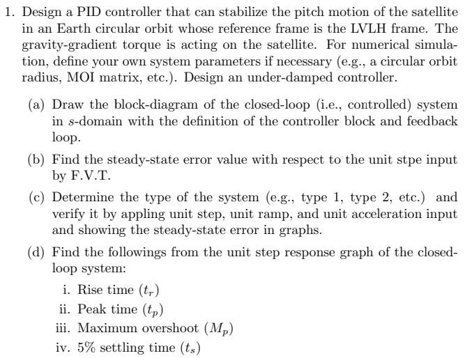 Solved Design a PID controller that can stabilize the pitch | Chegg.com