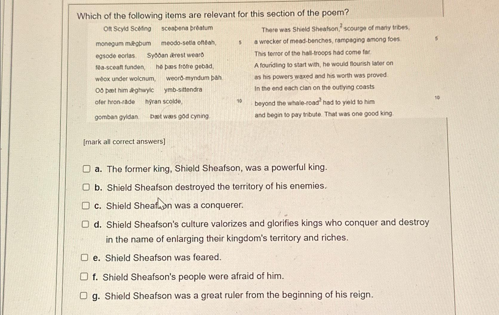 Solved Which of the following items are relevant for this | Chegg.com