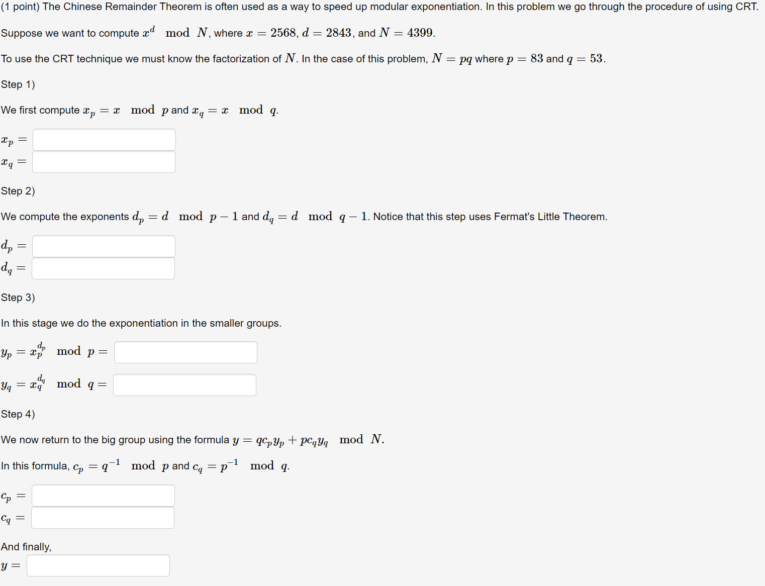 Solved (1 ﻿point) ﻿In this problem we will crack RSA. | Chegg.com