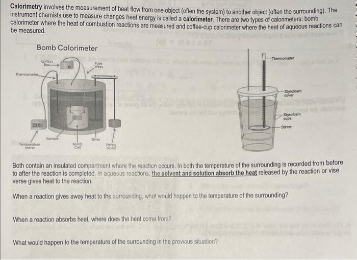 Solved Learning Objectives Calorimetry - Apply the first law | Chegg.com