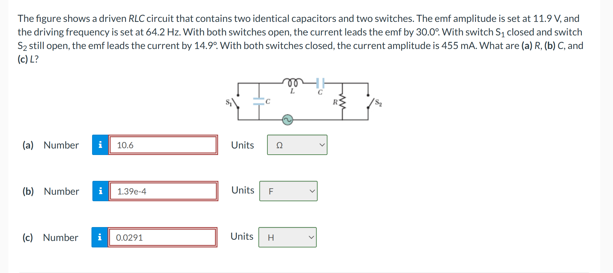 Solved The figure shows a driven RLC circuit that contains | Chegg.com