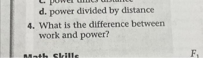 Solved d. power divided by distance 4. What is the | Chegg.com