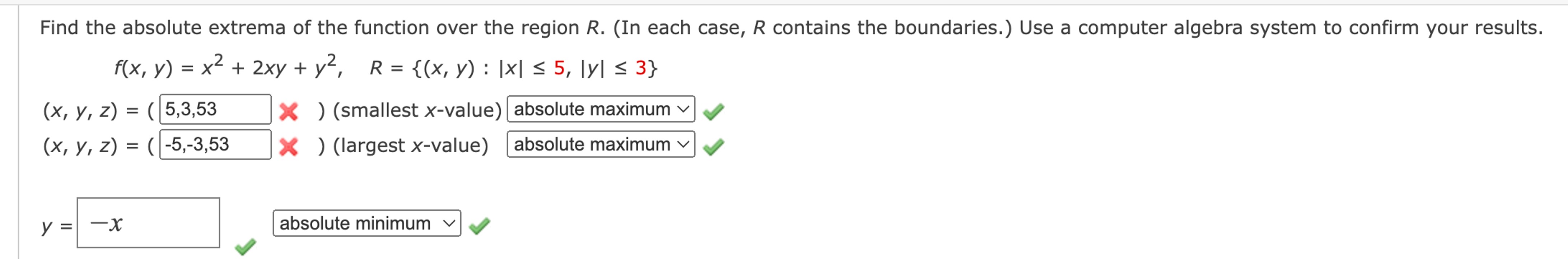 Solved Find the absolute extrema of the function over the | Chegg.com