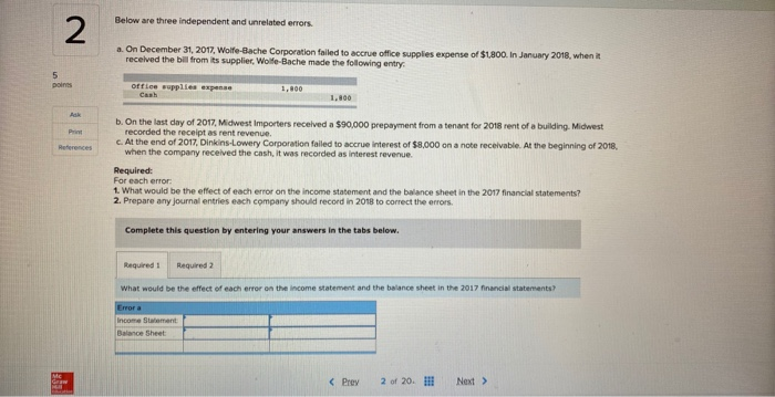 Solved Below are three independent and unrelated errors a. | Chegg.com