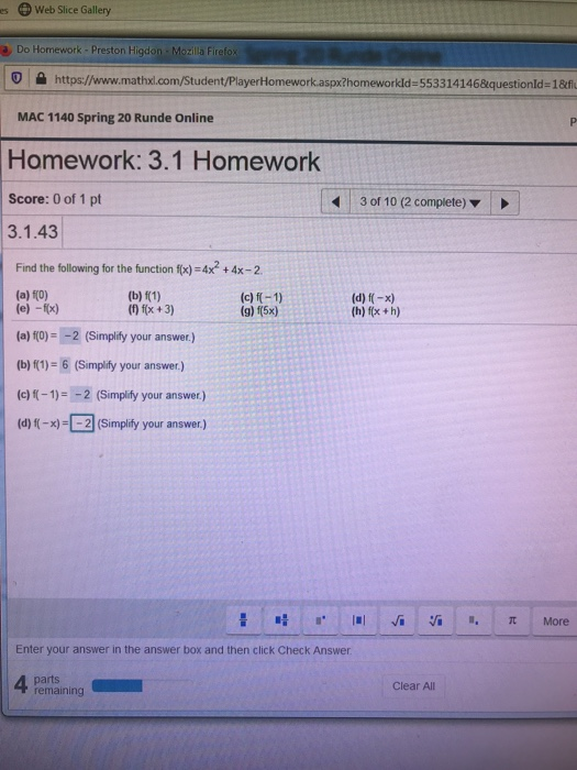 Solved Web Slice Gallery Do Homework - Preston Higdon - | Chegg.com