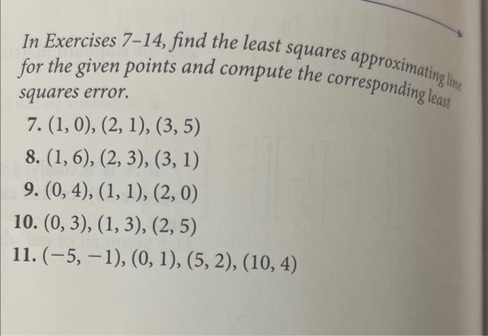 Solved In Exercises 7-14, find the least squares | Chegg.com