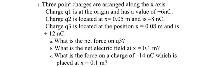 Solved 1. Three point charges are arranged along the x axis. | Chegg.com