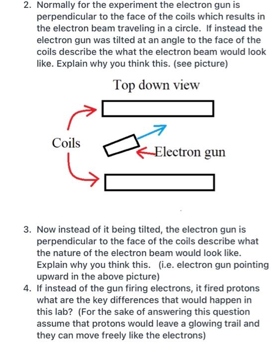 Solved 2. Normally for the experiment the electron gun is | Chegg.com